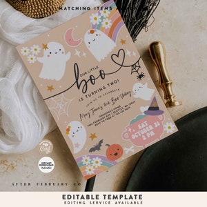 Editable ANY AGES Cute Boo Halloween Ghost 1st 2nd 3rd 4th Birthday ...