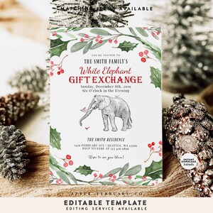 Editable White Elephant Invitation White Elephant Gift Exchange ...