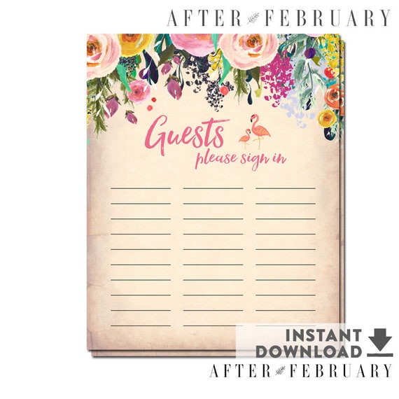Guest Sign in Sheet Printable Guest Book Alternative / | Etsy