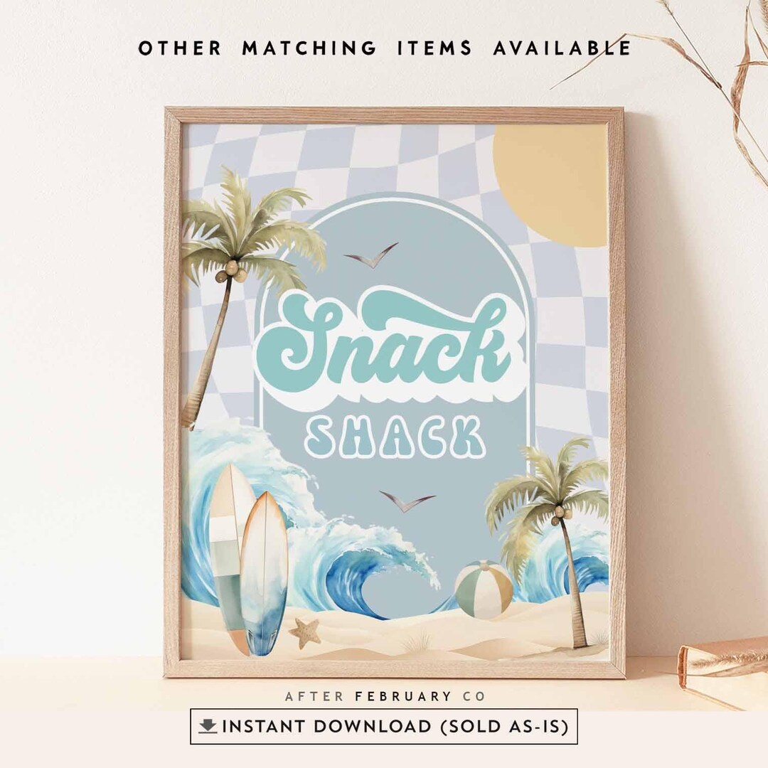 Boy the Big One Surfing Snack Shack Table Sign Retro Boy Surf Surfboard ...