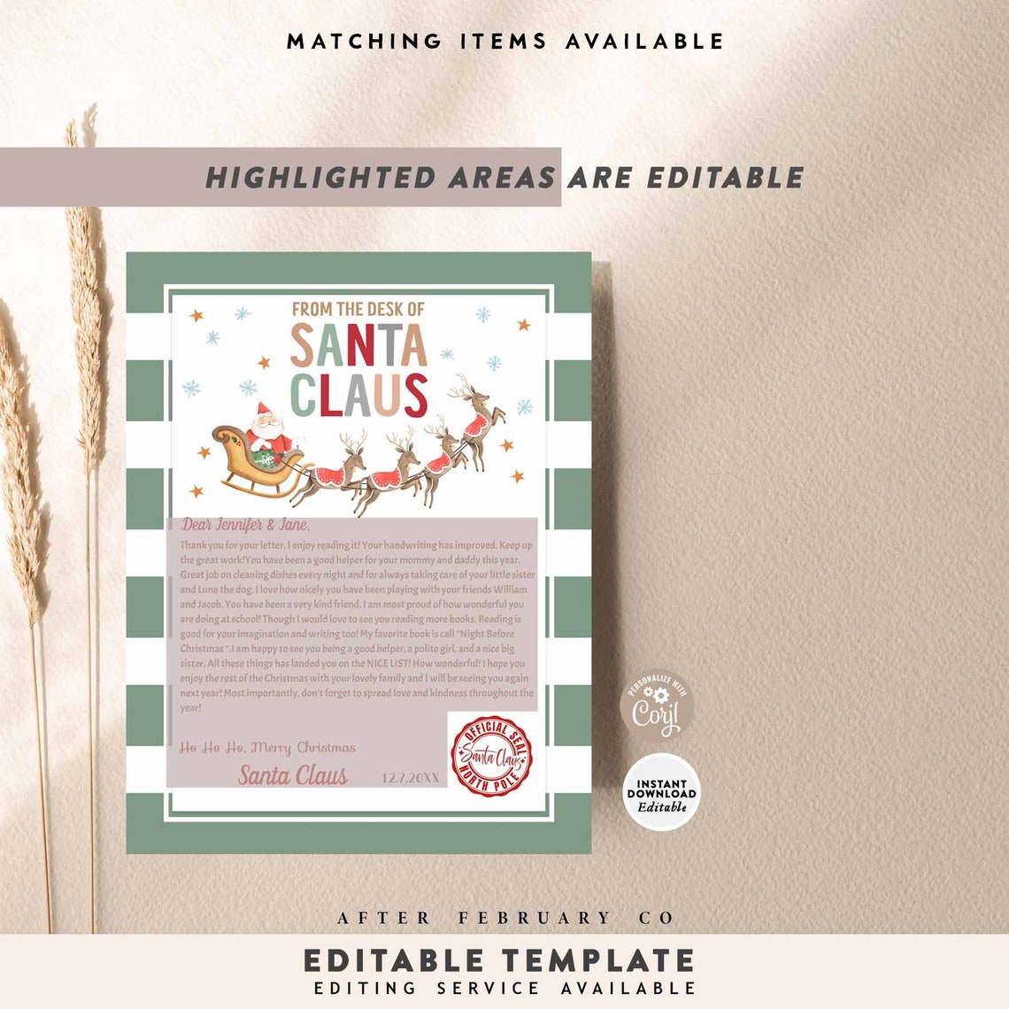 EDITABLE Letter From Santa Official Greeting Letter From Santa - Etsy