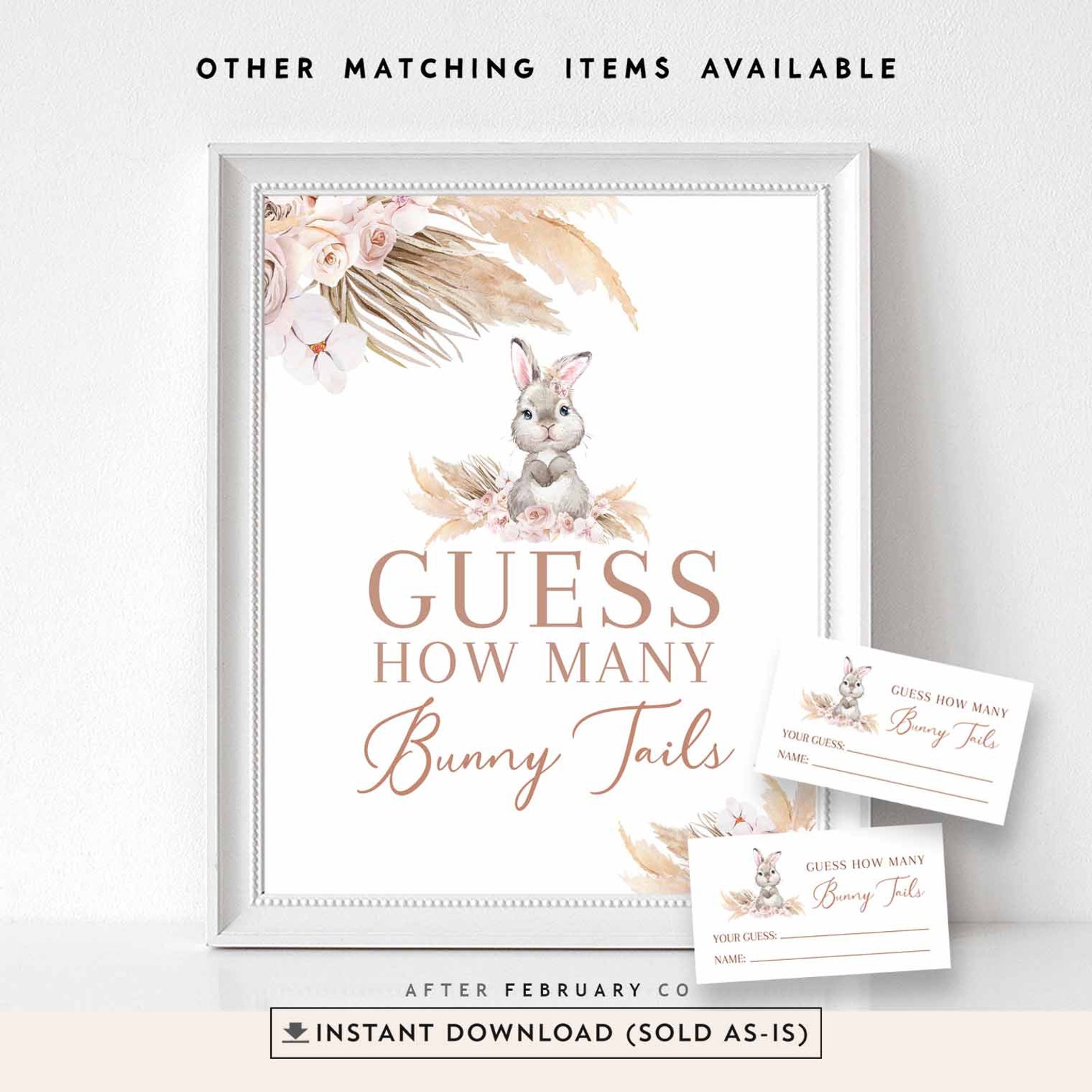 Guess How Many Bunny Tails Baby Shower Game: Pink Girl Shower Games ...