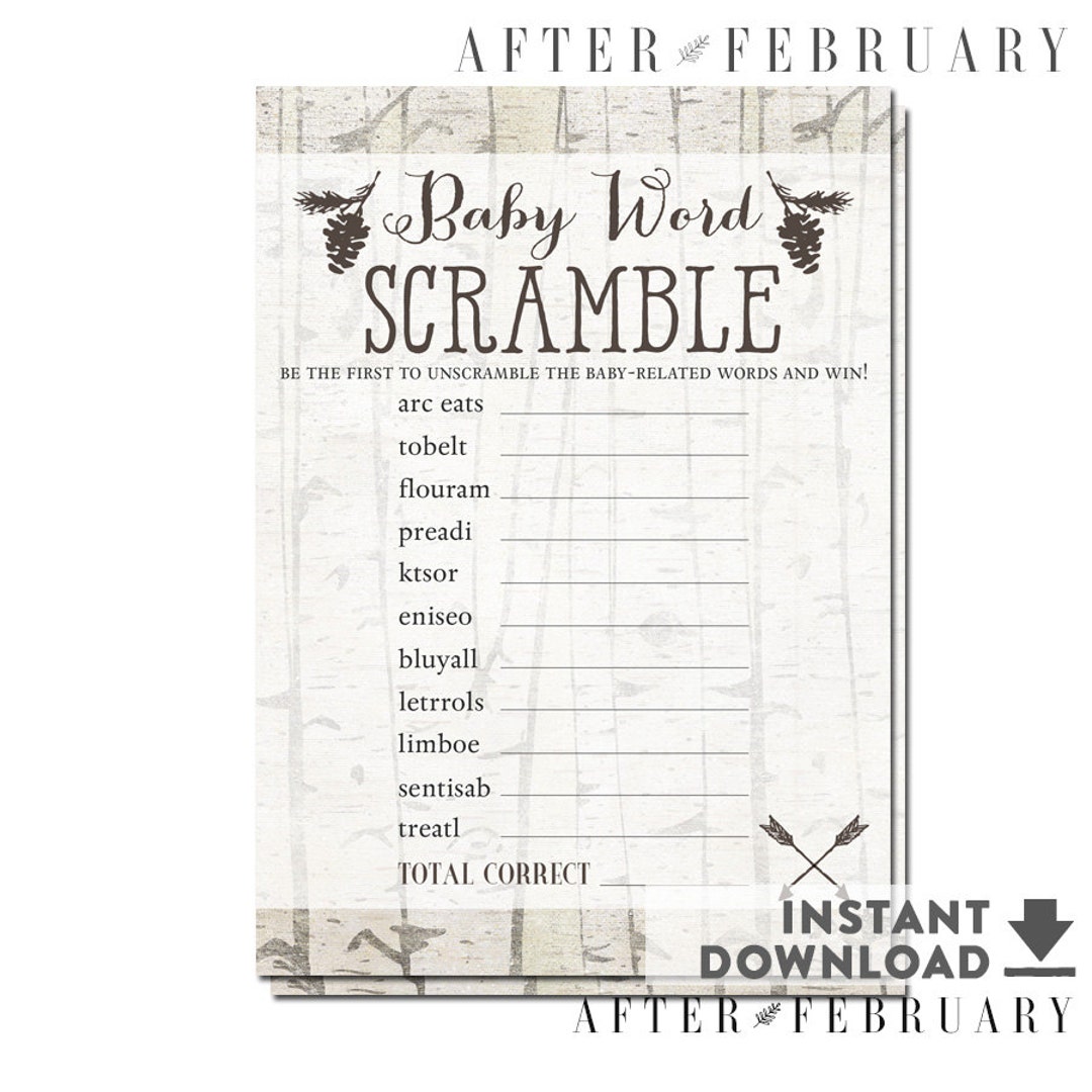 Rustic Baby Word Scramble Game // Mountain Rustic Hunting - Etsy