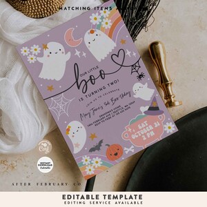 Editable ANY AGES Cute Boo Halloween Ghost 1st 2nd 3rd 4th Birthday ...