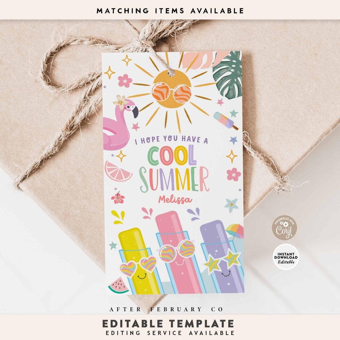 Editable Ice Pop Have a Cool Summer Teacher Student Preschool Classmate ...