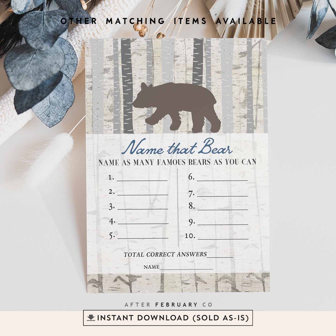 Name the Famous Bears Game Bear Baby Shower Games Little Cub Baby ...