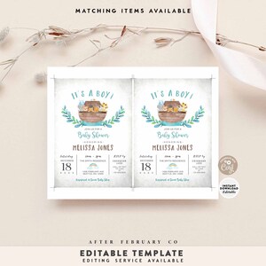 EDITABLE Noah's Ark Invitation Boy Baby Shower Sprinkle Noah's Ark ...