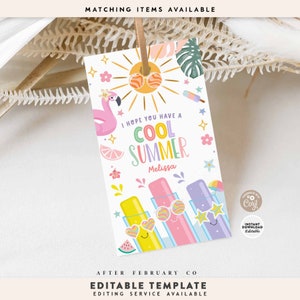 Editable Ice Pop Have a Cool Summer Teacher Student Preschool Classmate ...