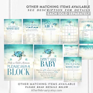 Sea Turtle Cards Sign Printable // Baby Turtle Baby Shower - Etsy