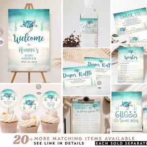 EDITABLE Sea Turtle Baby Shower Welcome Sign Under the Sea Baby Shower ...