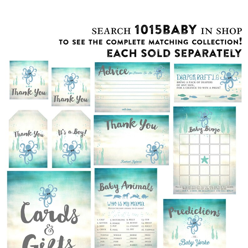 Nursery Rhyme Game Under the Sea Creatures Octopus Baby Shower | Etsy