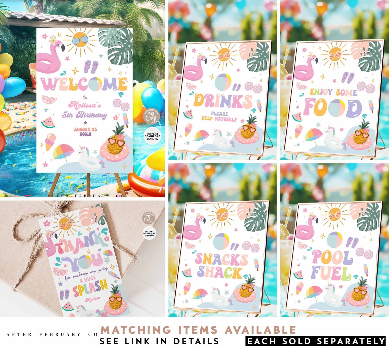 Splash Into Eight 8th Birthday Pool Party Invitation: Summer Swimming ...