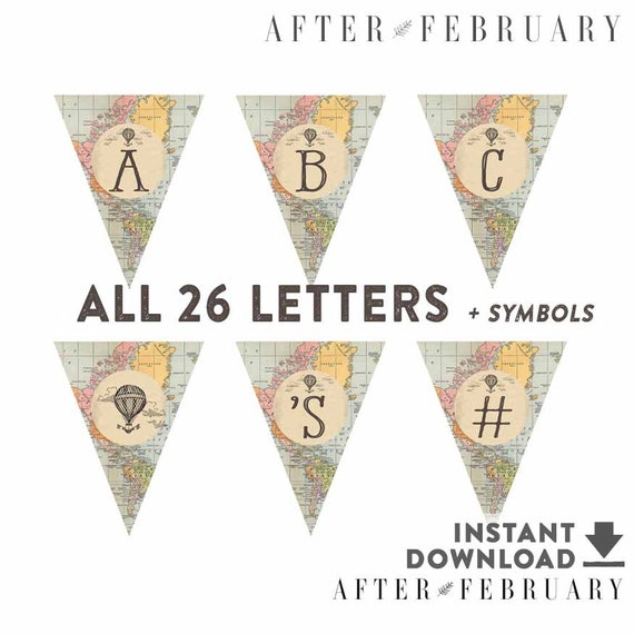 Banner Bunting Pennant Banner Printable Hot Air Balloon - Etsy