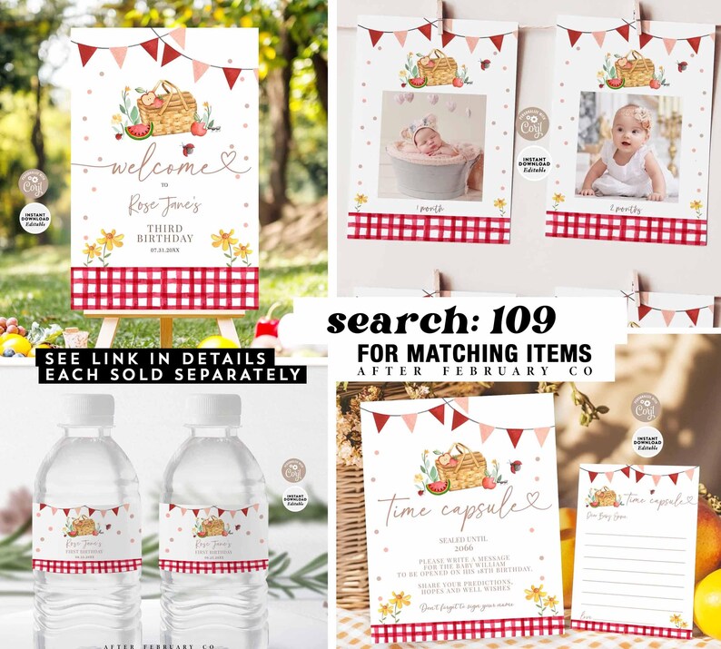 Editable Picnic in the Park Birthday Invitation Girl Sweet Summer ...