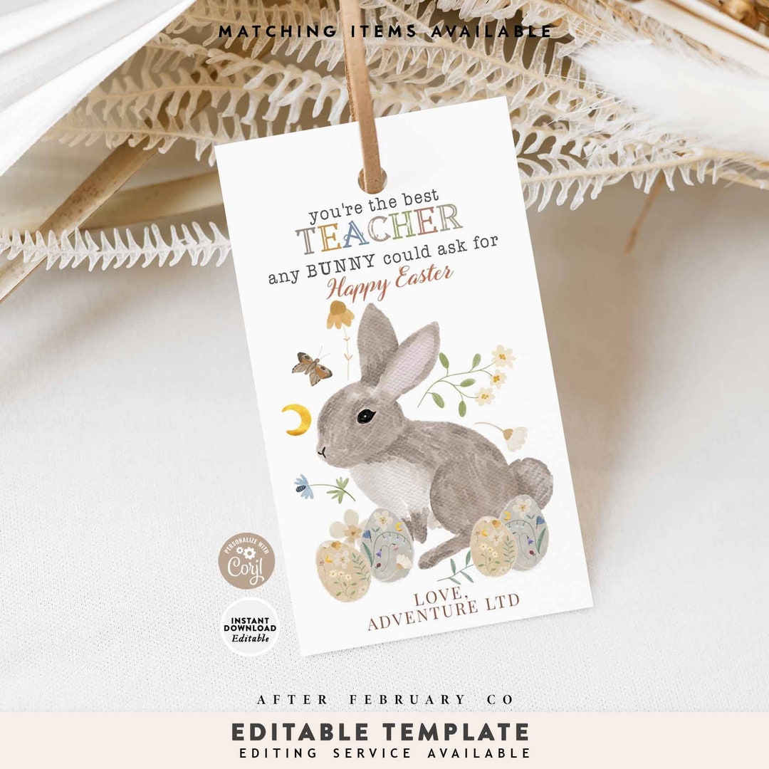 EDITABLE Boho Easter Teacher Appreciation Tag You're the Best Teacher ...