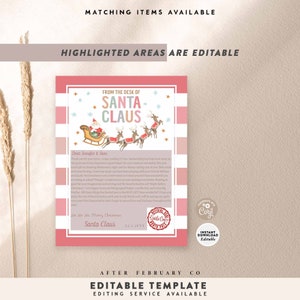 EDITABLE Letter From Santa Official Greeting Letter From Santa Modern ...