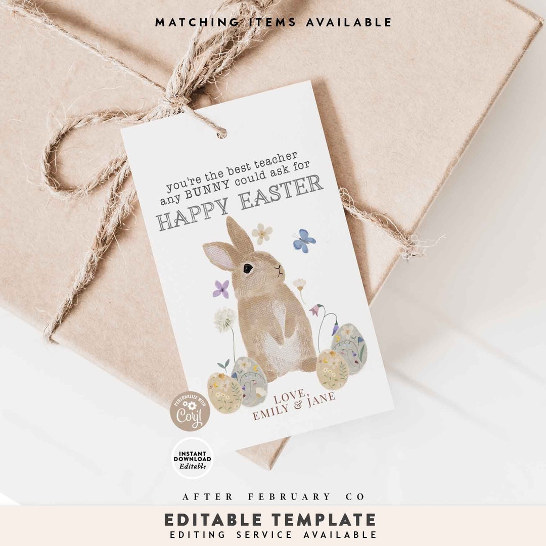 EDITABLE Boho Easter Employees Teacher Appreciation Tag You're the Best ...