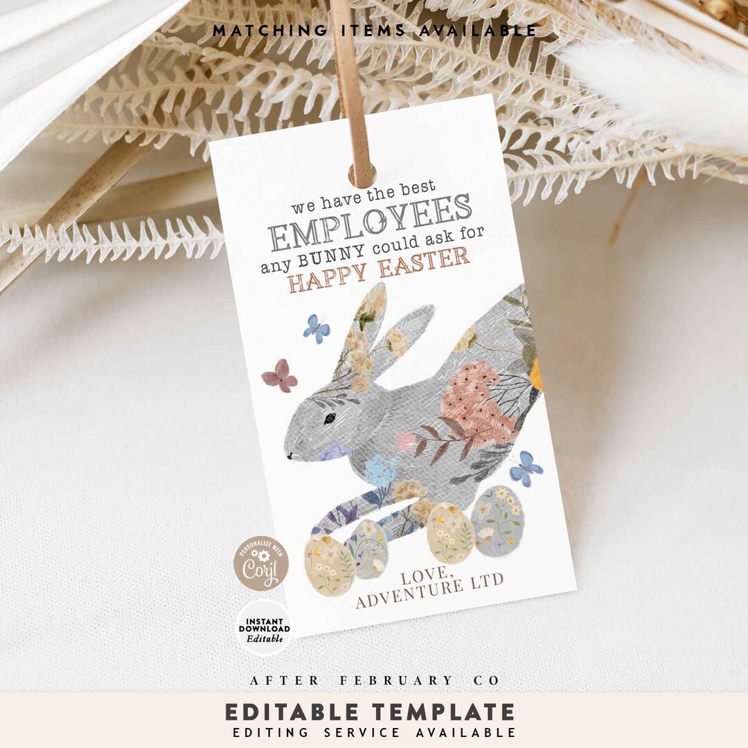 EDITABLE Boho Easter Coworkers Appreciation Tag You're the Best ...
