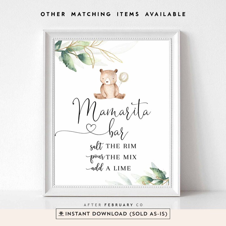 Mamarita Bar Mama-rita Bar Sign Printable Greenery Gold We Can - Etsy