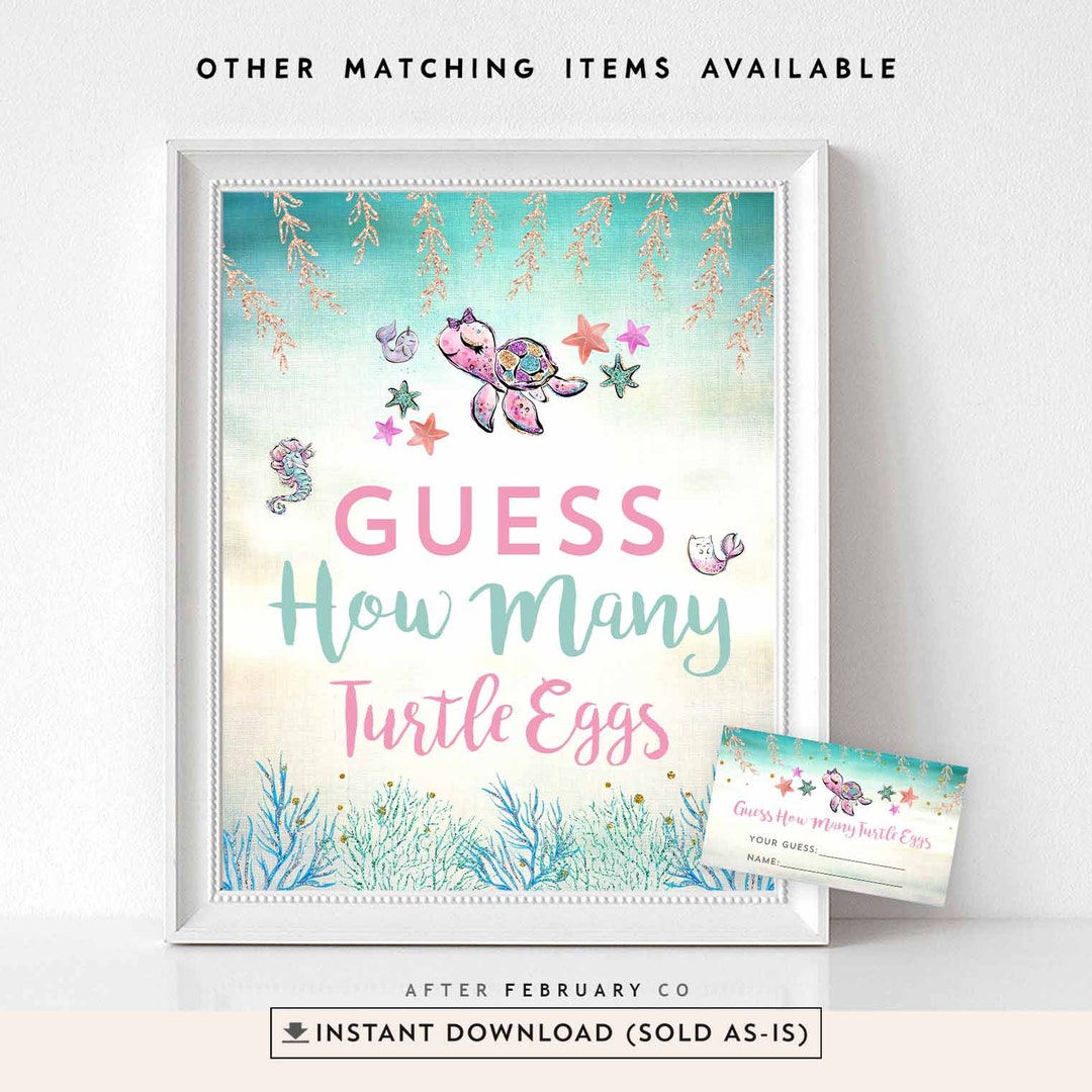 Sea Turtle Guess How Many Turtle Eggs Game Girl Pink Teal Mint Coral ...