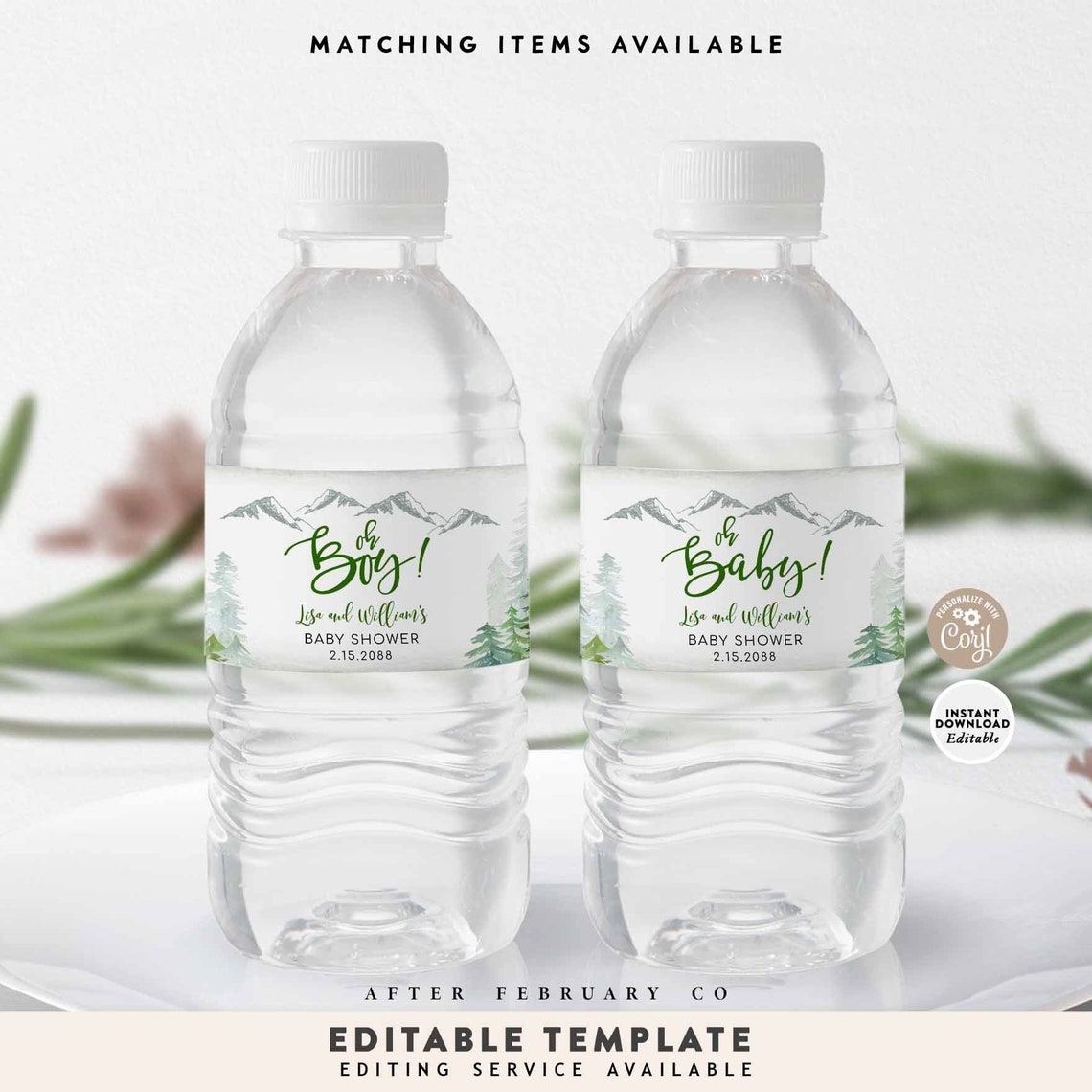 EDITABLE Water Bottle Labels Adventure Outdoor Mountain - Etsy