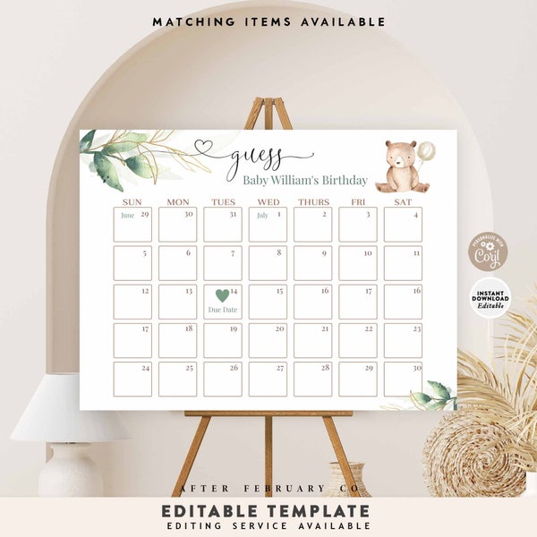 Printable Bear Calendar - Etsy
