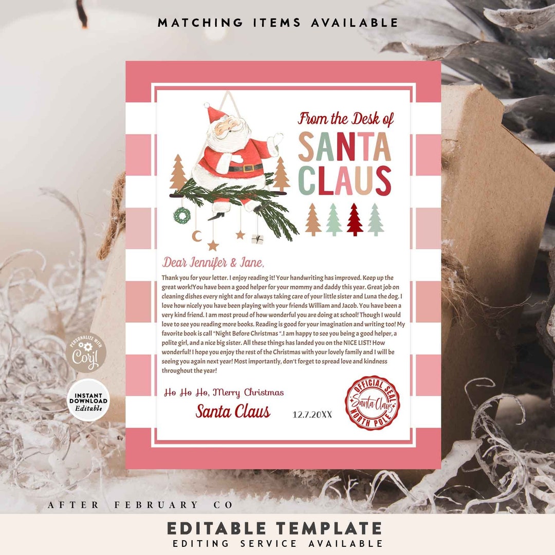 EDITABLE Letter From Santa Official Greeting Letter From Santa Modern ...