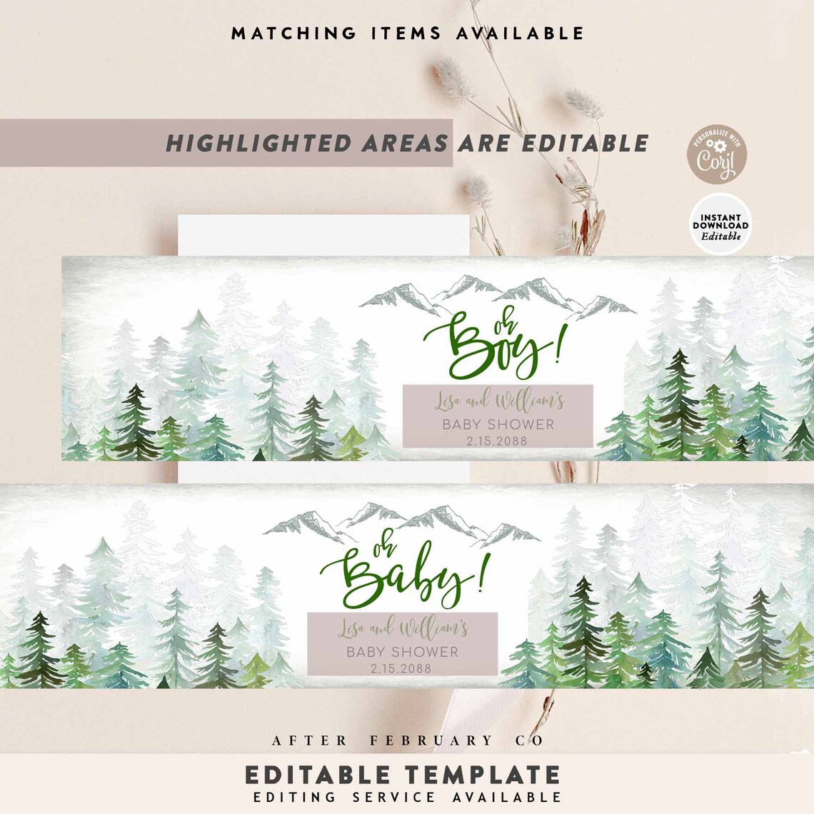 EDITABLE Water Bottle Labels Adventure Outdoor Mountain - Etsy