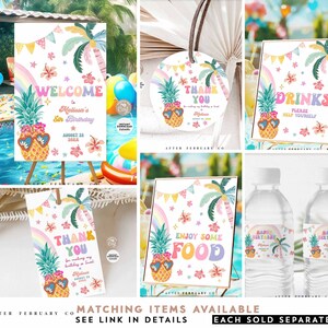 Editable Pineapple Tags Tropical Hawaiian Aloha Birthday Tag Printable ...