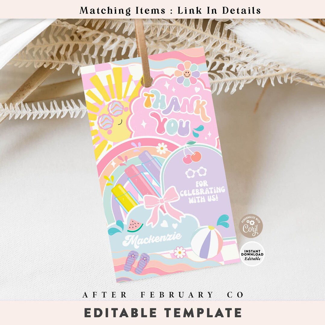 Preppy Ice Pop Birthday Favor Tags: Girly Coquette Gift Tag Printable ...