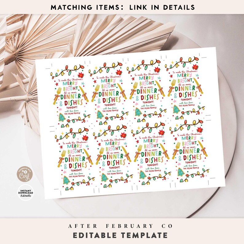 Christmas Dinner and Dishes Gift Tags: Holiday Homemade Dinners Tag ...