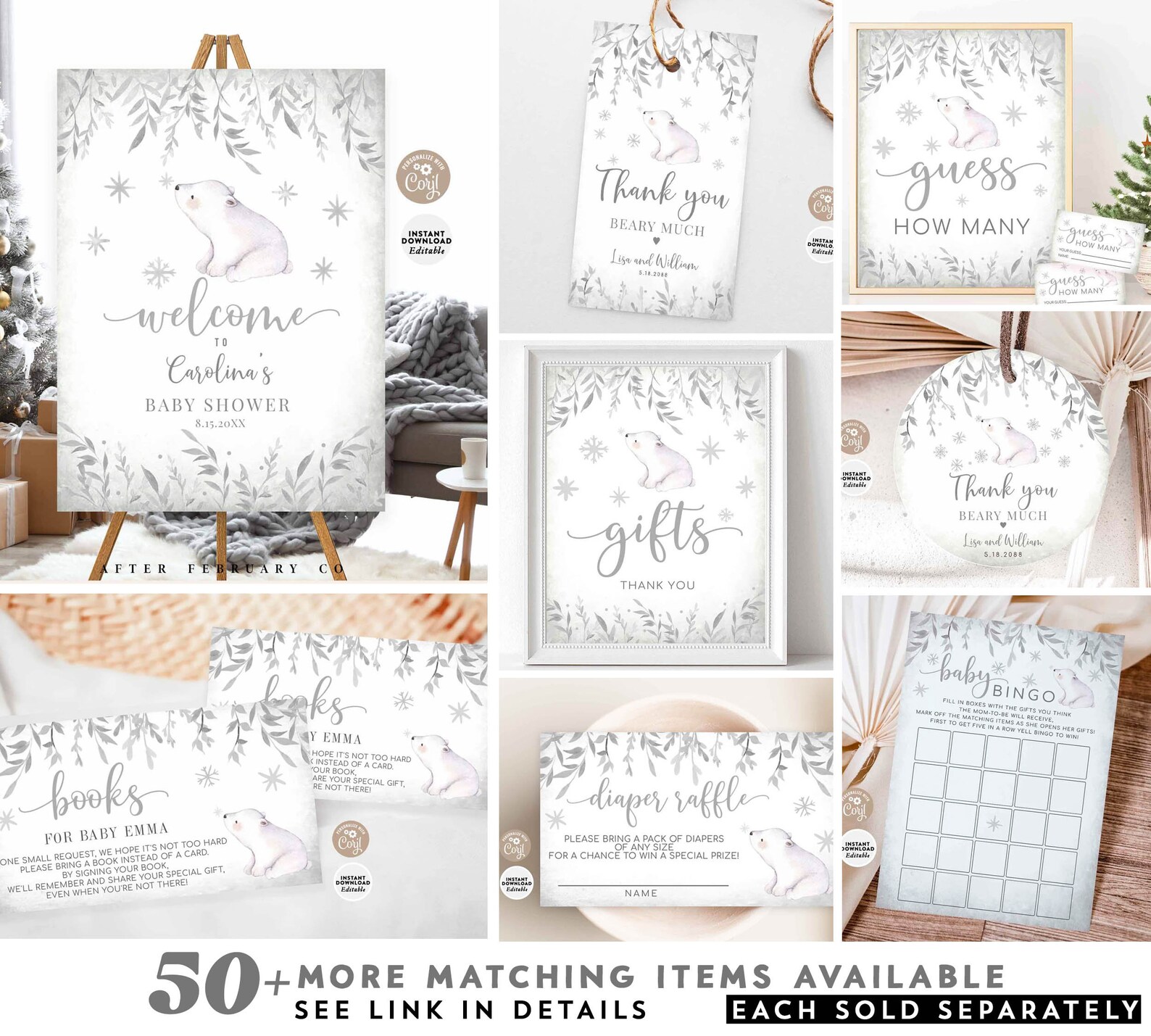 Winter Polar Bear Baby Shower Games Wishes for Baby Winter - Etsy