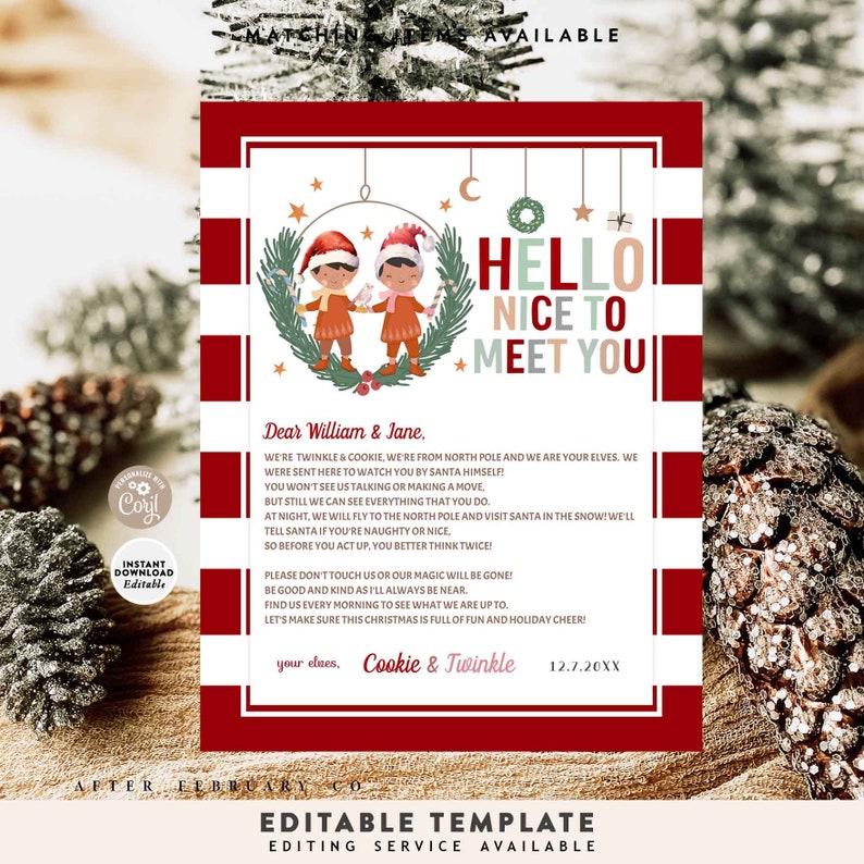 Editable 2 Elf Arrival Letter: First Elf Visit Letters Printable ...