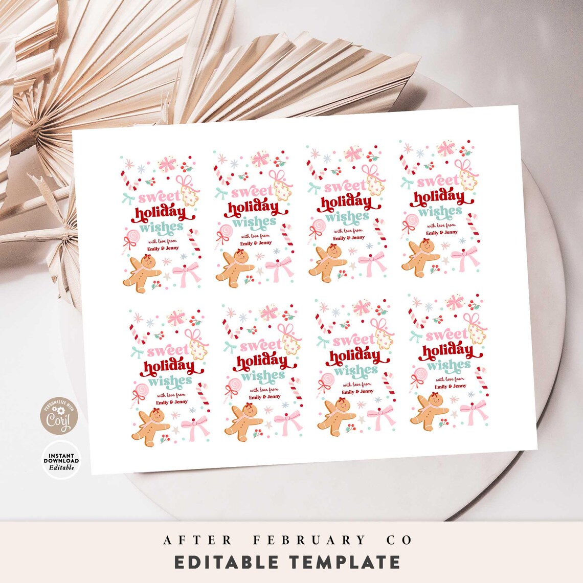 Editable Sweet Holiday Wishes Tags: Christmas Teacher Staff Treat Tag ...