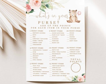 What's in Your Purse Baby Shower Game Template Editable We Can Bearly ...