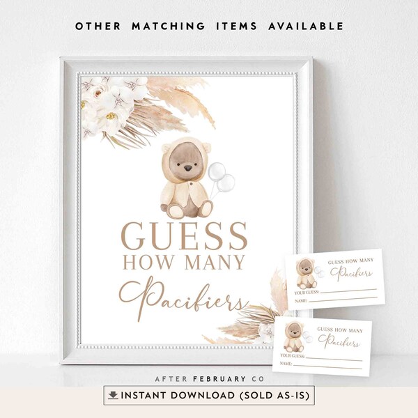 Guess How Many Pacifiers Baby Shower Game - Etsy