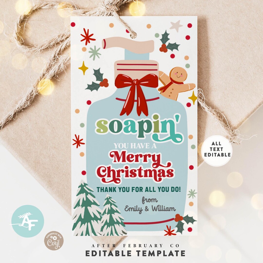 Soapin Soaping You A Merry Christmas Tags: Hand Soap Teacher Tag ...