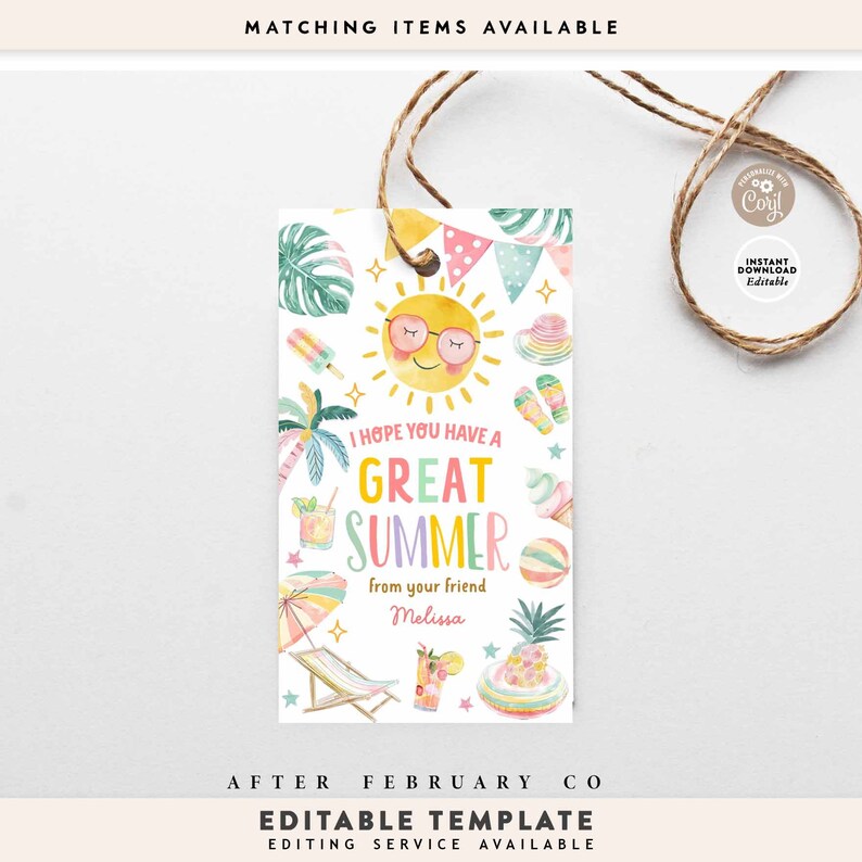 Editable Hope You Have A Great Summer Teacher Student Preschool Tag ...