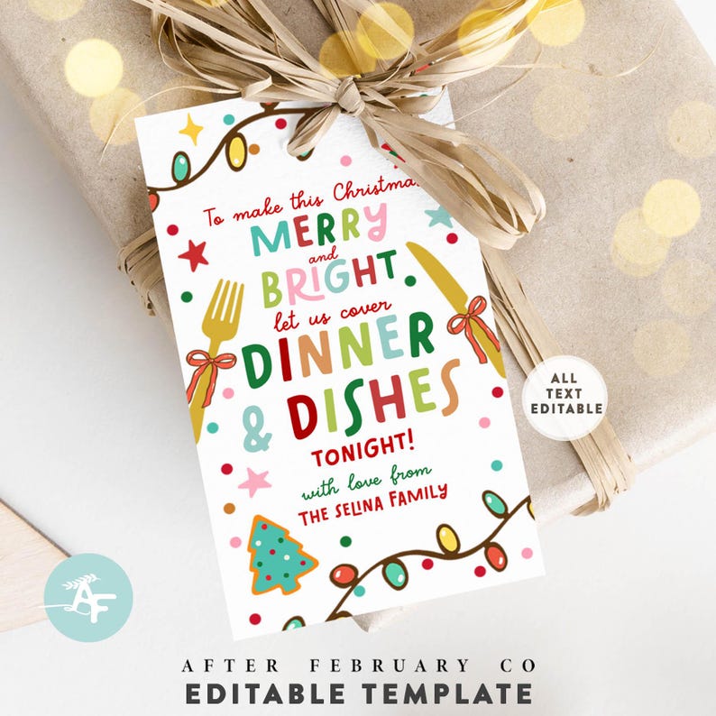 Christmas Dinner and Dishes Gift Tags: Holiday Homemade Dinners Tag ...