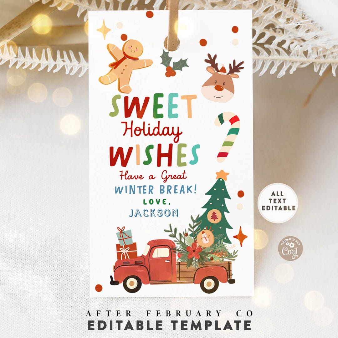 Editable Kids Sweet Holiday Wishes Christmas Treat Tag: Favor Tags ...