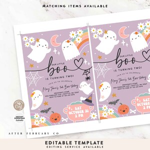 Editable ANY AGES Cute Boo Halloween Ghost 1st 2nd 3rd 4th Birthday ...