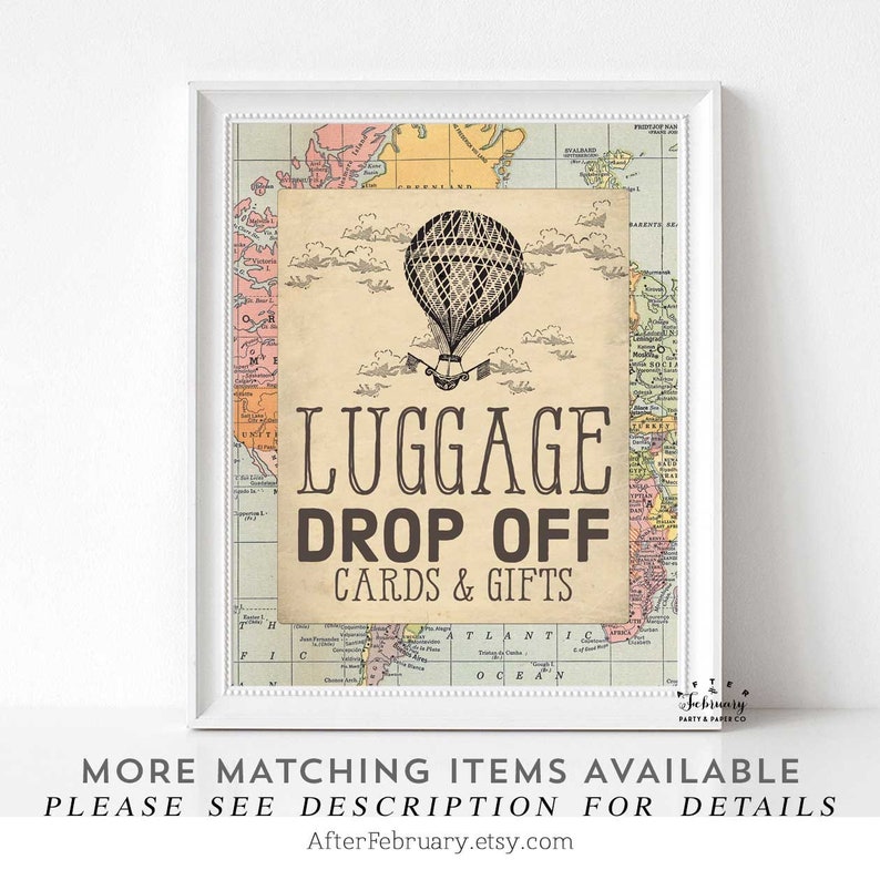 Vintage Luggage Drop off Sign Printable Hot Air Balloon Travel - Etsy