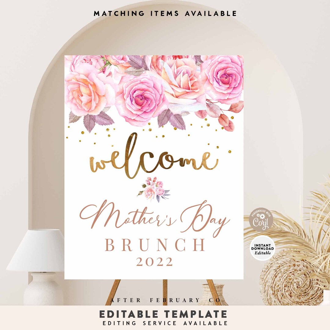 EDITABLE Pink Floral Welcome Sign for Any Event, Mother's Day Tea ...