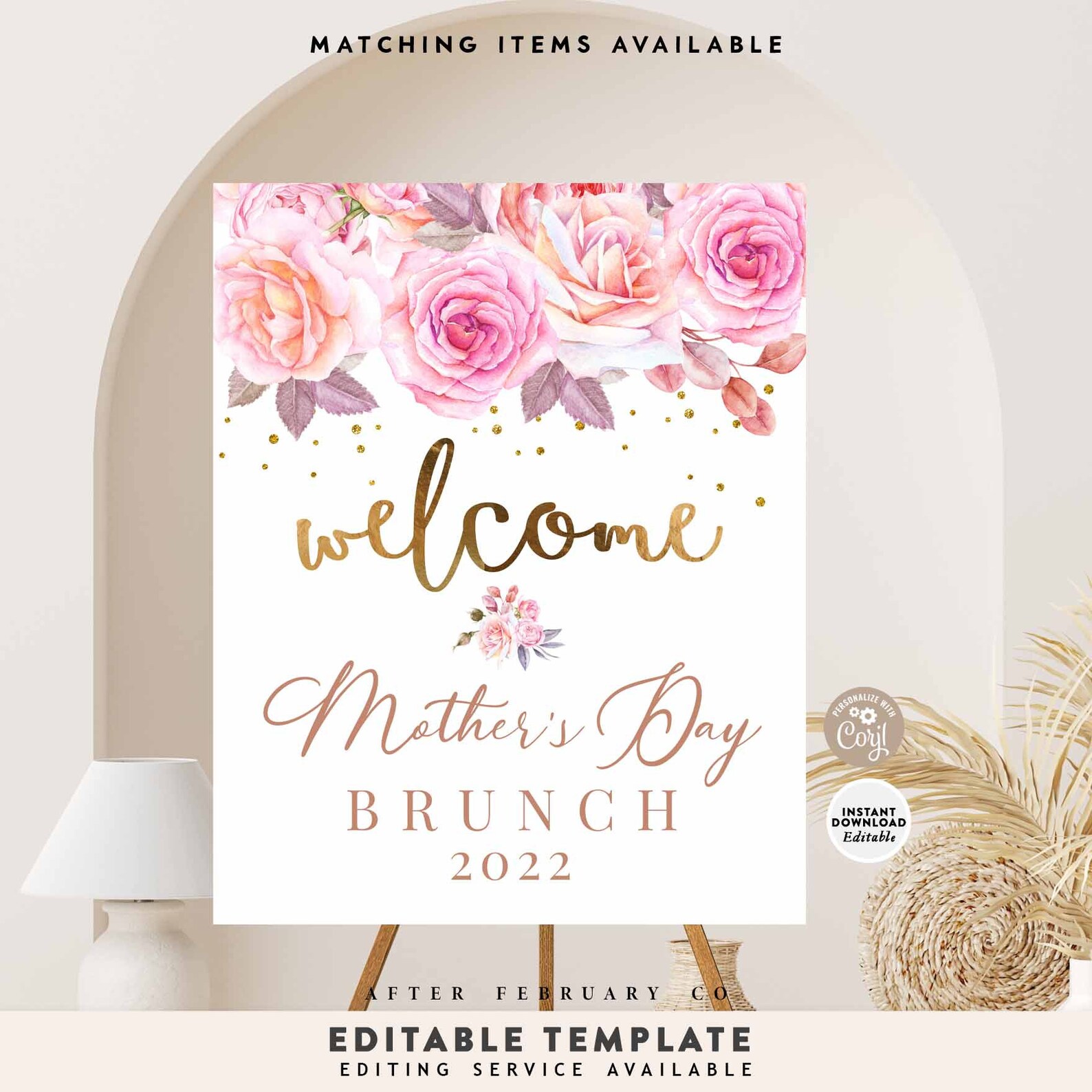 EDITABLE Pink Floral Welcome Sign for Any Event Mother's - Etsy