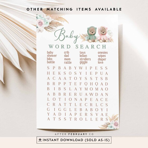 Twin Baby Shower Word Search Baby Shower Word Search Game Free