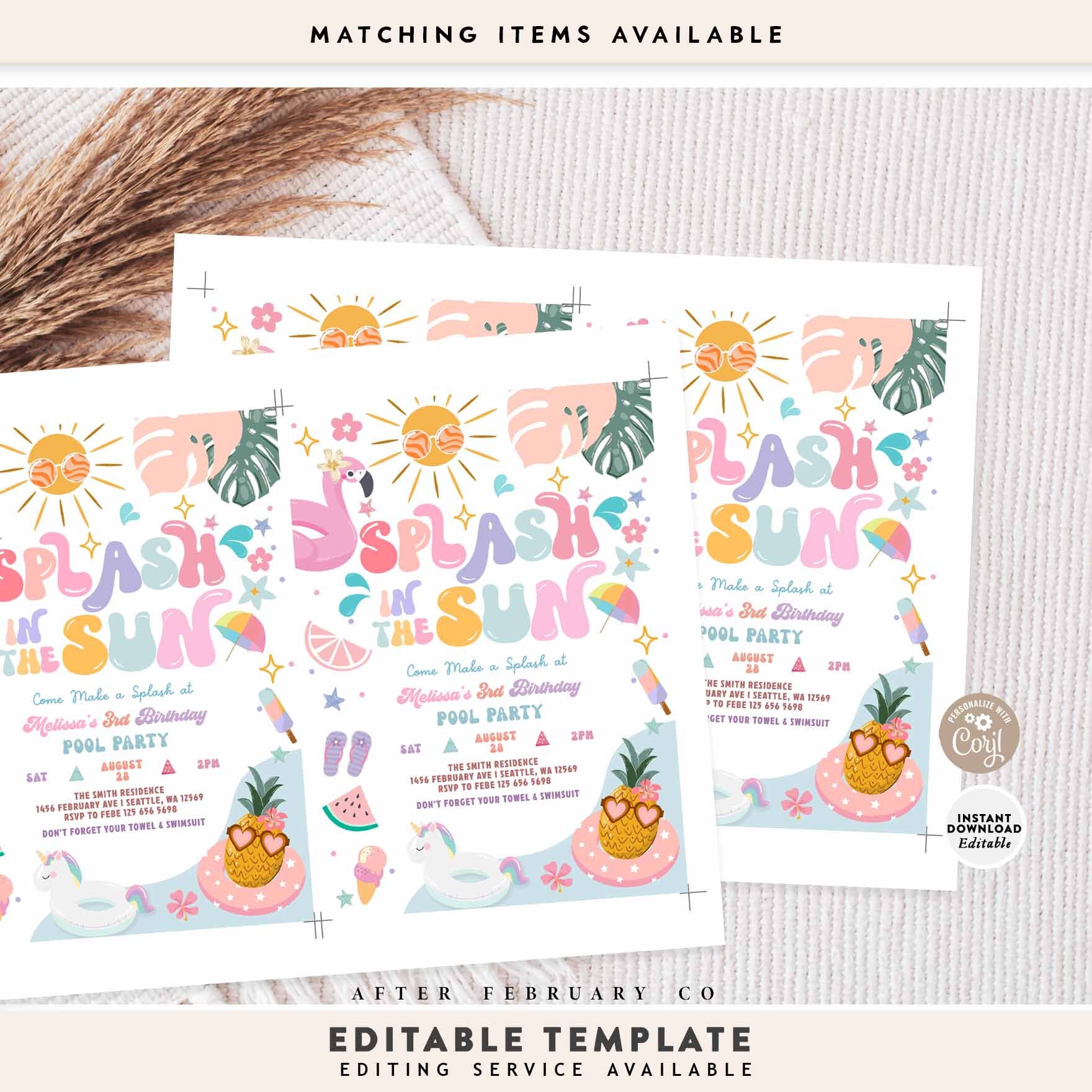 Splash in the Sun Pool Party Invitation: Girly Pineapple Swimming ...