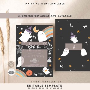 Editable ANY AGES Boy Cute Boo Halloween Ghost 1st 2nd 3rd 4th Birthday ...