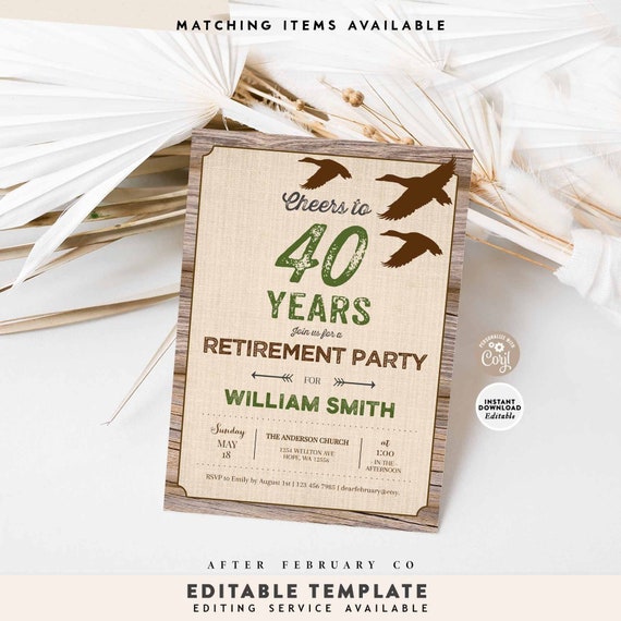 Editable Rustic Retirement Invitation Retirement Party Duck - Etsy
