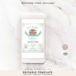 EDITABLE Noah's Ark Invitation Boy Baby Shower Sprinkle Noah's Ark ...