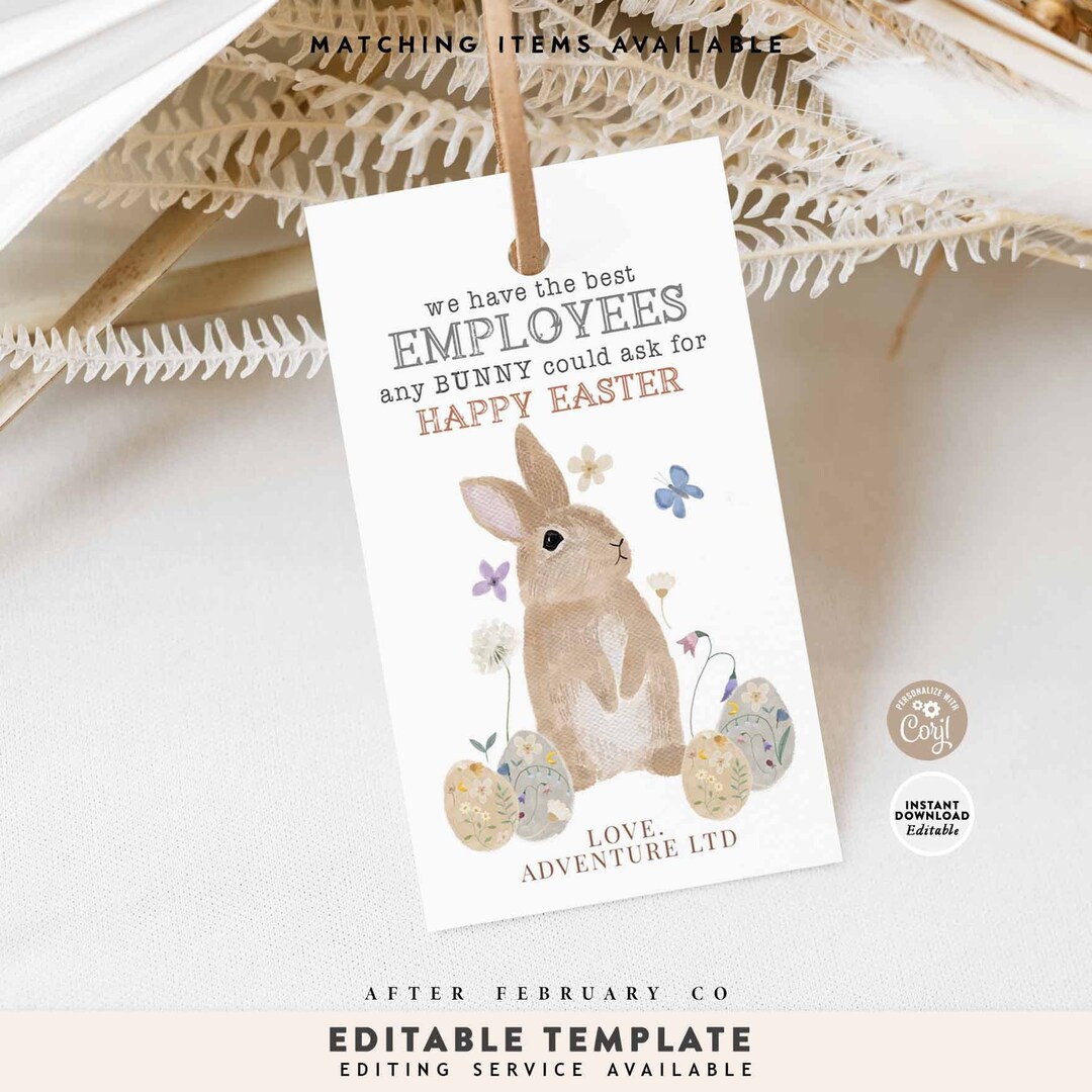 EDITABLE Boho Easter Coworkers Appreciation Tag You're the Best ...